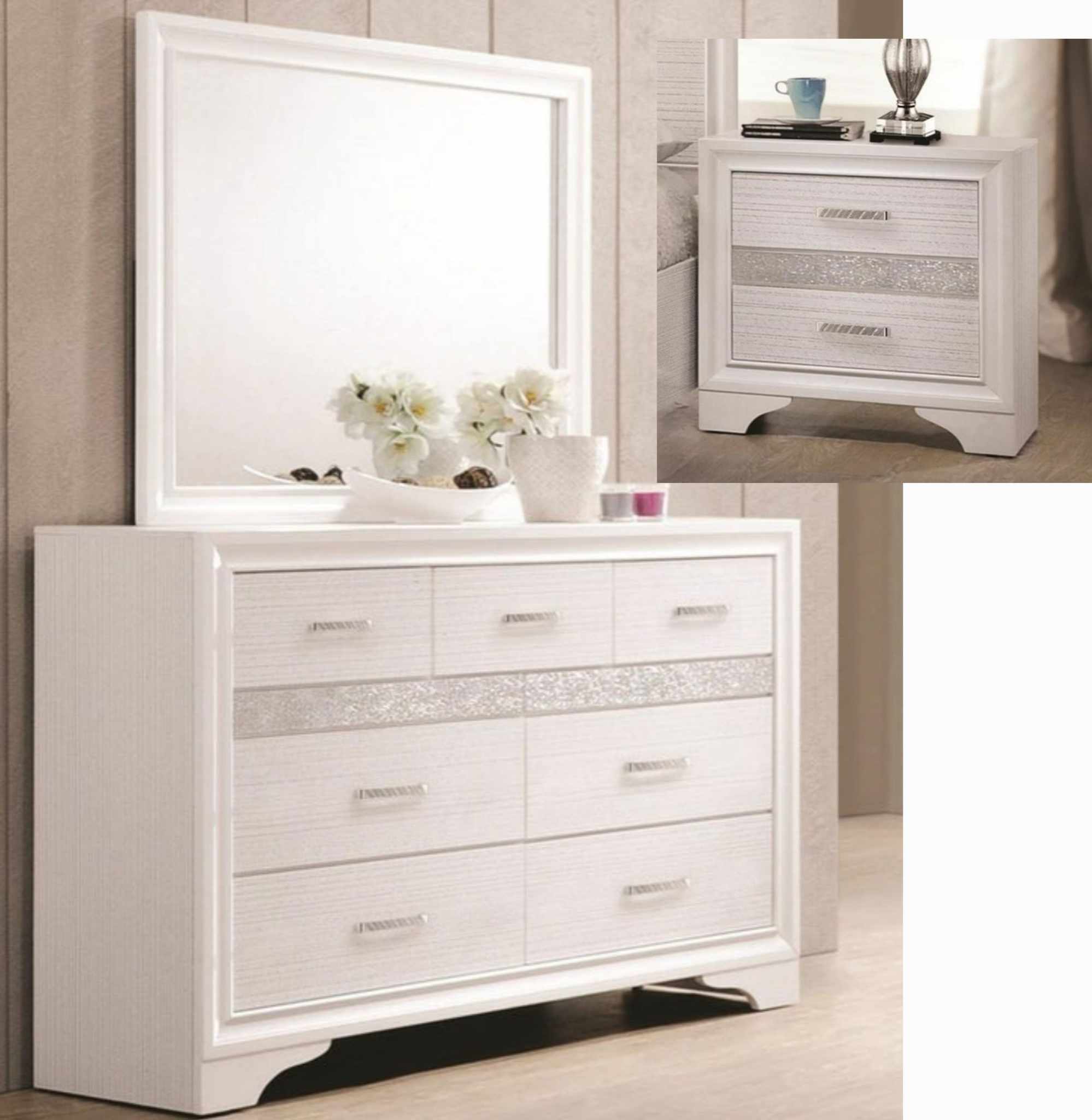 FLOOR MODEL CLEARANCE WHITE DRESSER MIRROR NIGHTSTAND